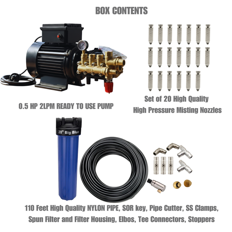 High Pressure Misting Kit with 20 Nozzles – Skyblue